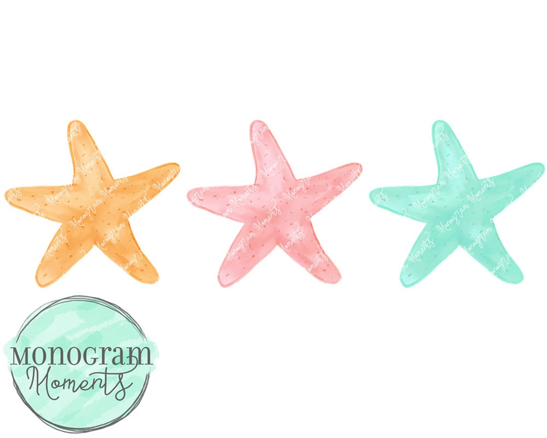 Watercolor Beach PNG Watercolor Starfish Clipart for Digital Download ...
