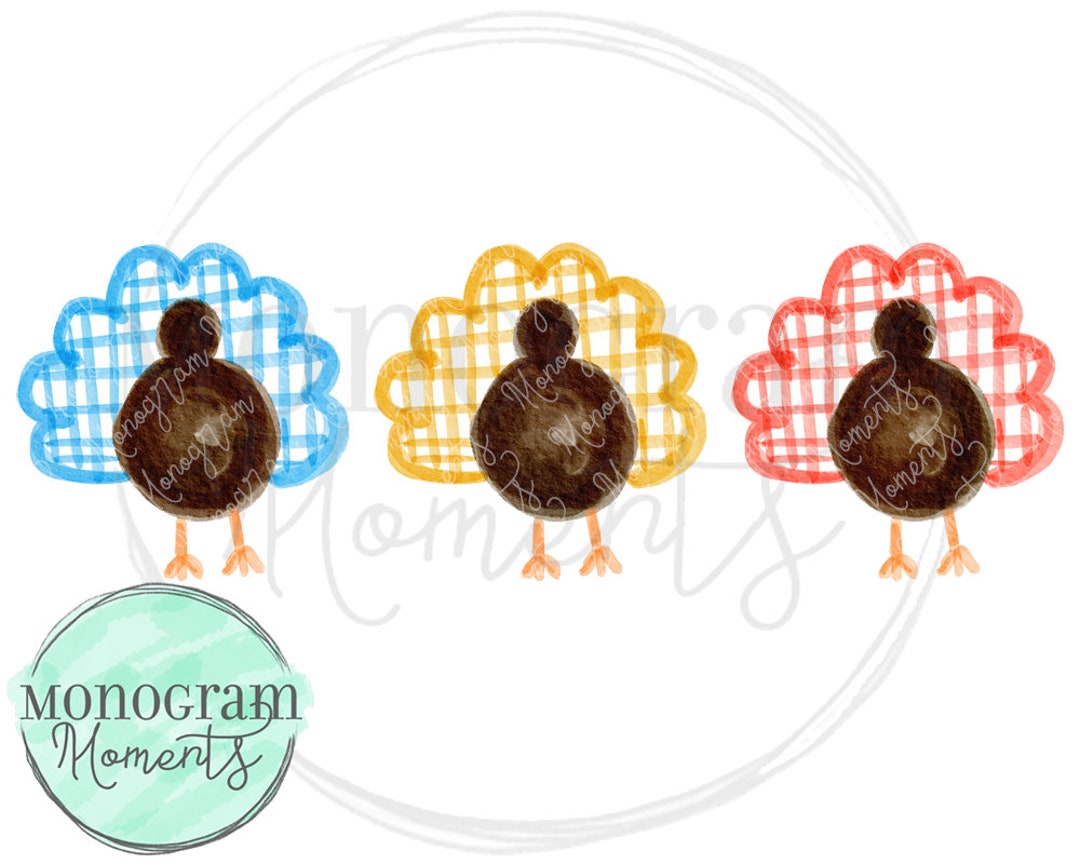 Watercolor Thanksgiving PNG Boy's Turkey Trio Clipart for Digital ...