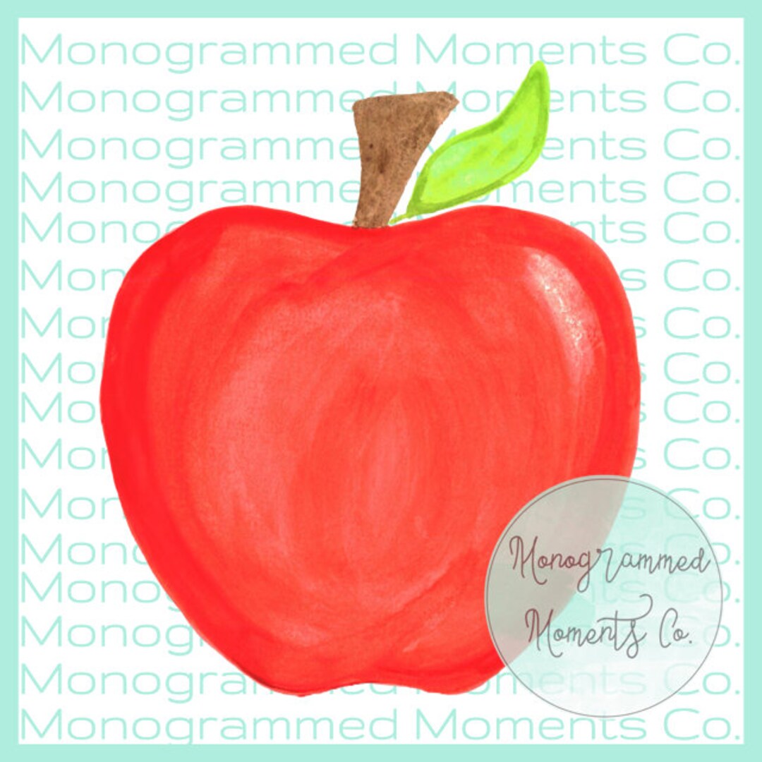 Red Apple Watercolor Back to School Clipart PNG Digital Download ...