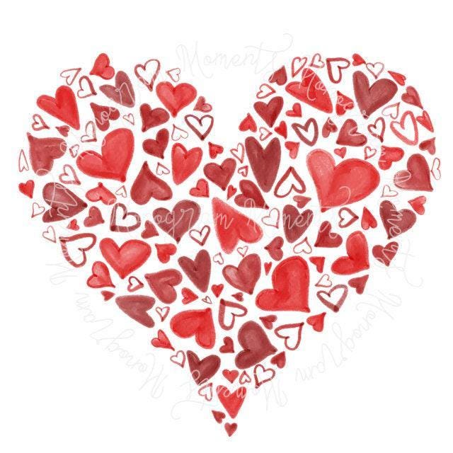 Watercolor Valentine's Day PNG - Watercolor Hearts Clipart for Digital ...
