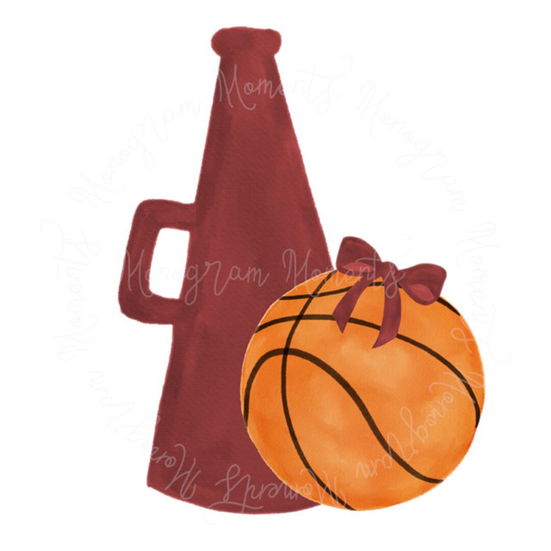 Watercolor Basketball PNG Megaphone Basketball Clipart for Digital ...