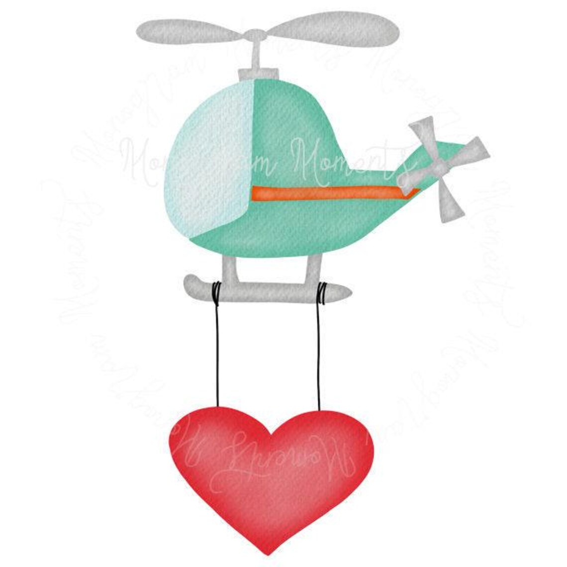 Watercolor Valentine's Day PNG - Helicopter Clipart for Digital ...