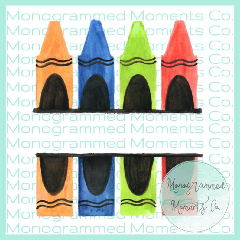 Crayons Back to School Watercolor Clipart PNG Digital - Etsy