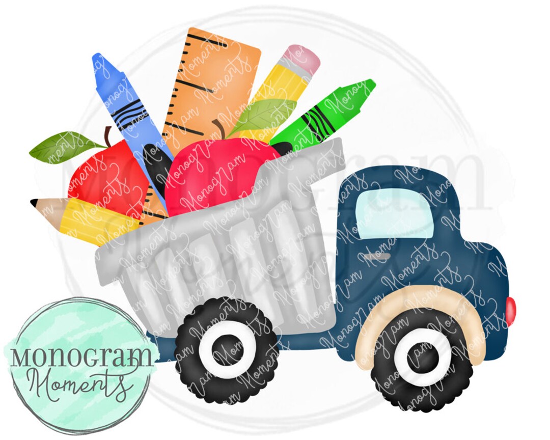 Watercolor Back to School PNG Watercolor School Dump Truck Clipart for ...