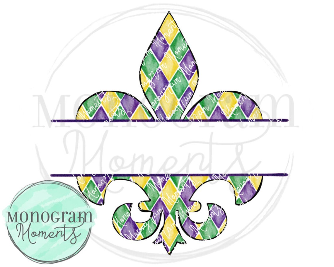 Watercolor Mardi Gras PNG Fleur De Lis Name Plate Clipart - Etsy
