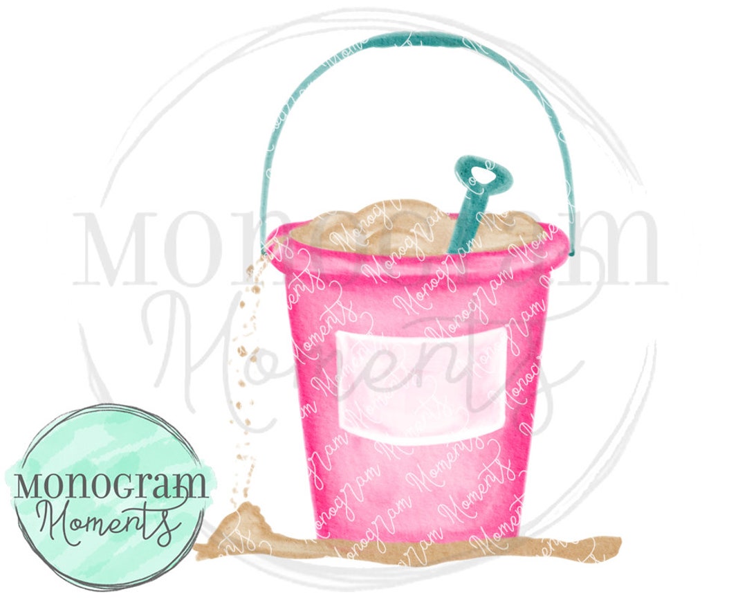 Watercolor Summer PNG Girl's Beach Sand Bucket Clipart for Digital ...