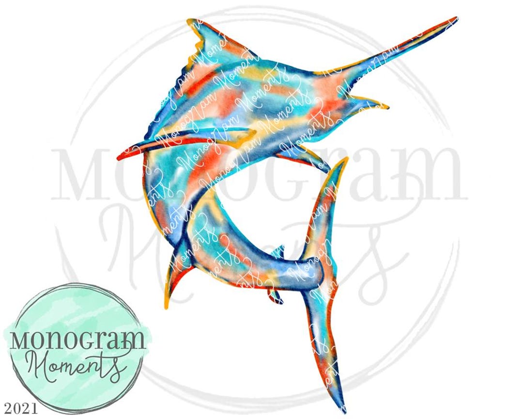 Blue Marlin Design- Boys Tie Die Marlin Design, Boys Colorful Marlin ...