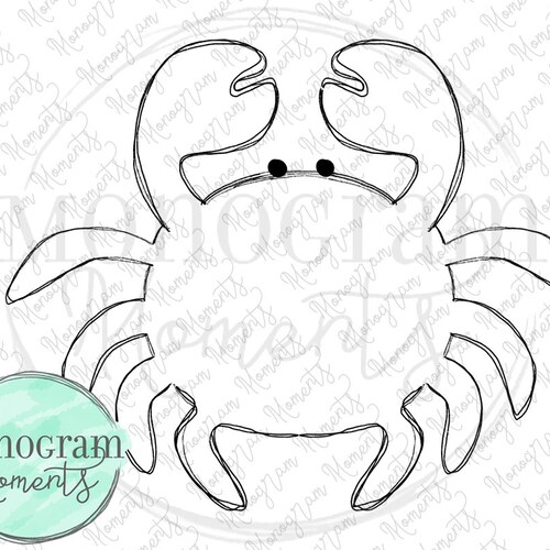 Watercolor Summer PNG Red Crab Monogram Clipart for Digital - Etsy