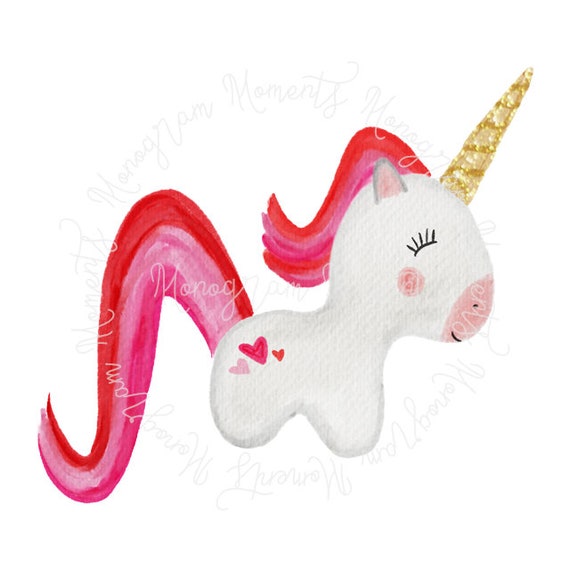 Watercolor Valentine's Day PNG Unicorn Clipart for | Etsy