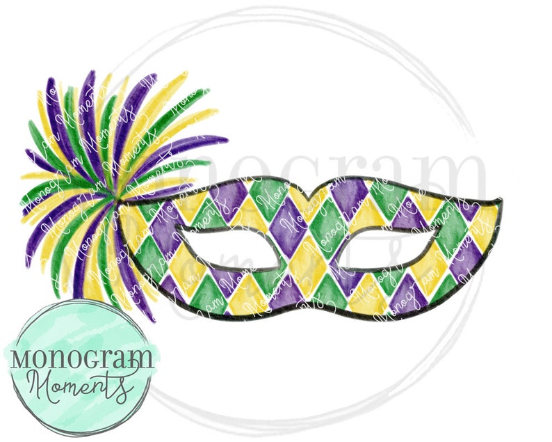 Watercolor Mardi Gras PNG Mardi Gras Mask Clipart for | Etsy