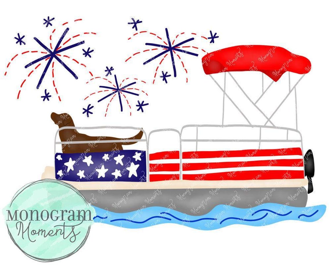 Watercolor 4th of July PNG - Watercolor Pontoon Clipart for Digital ...