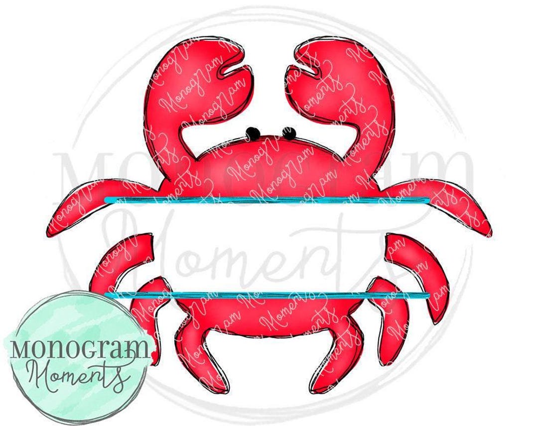 Watercolor Summer PNG - Red Crab Monogram Clipart for Digital Download ...