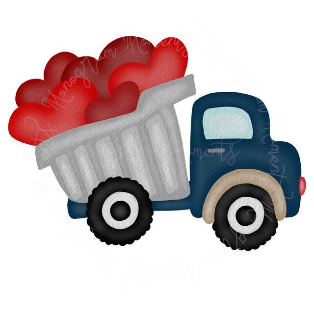 Watercolor Valentine's Day PNG Boys Dump Truck Clipart - Etsy