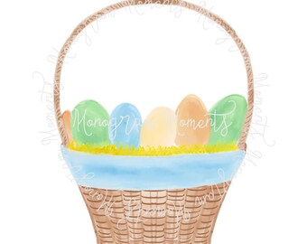 Watercolor Easter PNG Basket Clipart for Digital Download, Sublimation ...