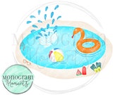 Watercolor Summer PNG Boy's Pool Party Clipart for - Etsy