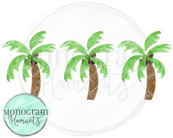 Watercolor Summer PNG Watercolor Beach Palm Trees Clipart | Etsy