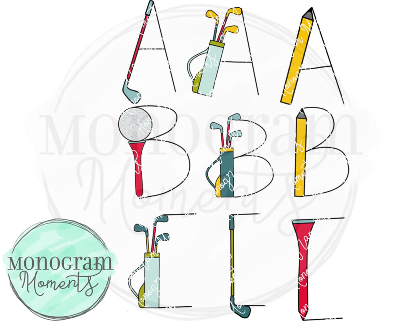 Digital Alpha Golf Set Alphabet Clipart for Digital - Etsy