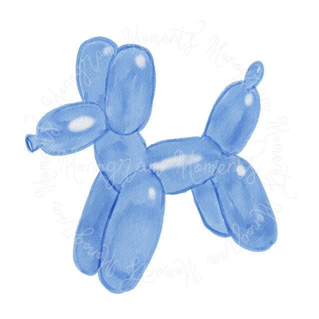 Watercolor Dog PNG - Blue Balloon Dog Clipart for Digital Download ...