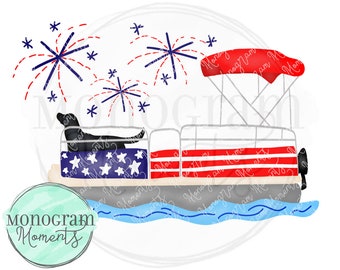 Watercolor 4th of July PNG Watercolor Pontoon Clipart for | Etsy