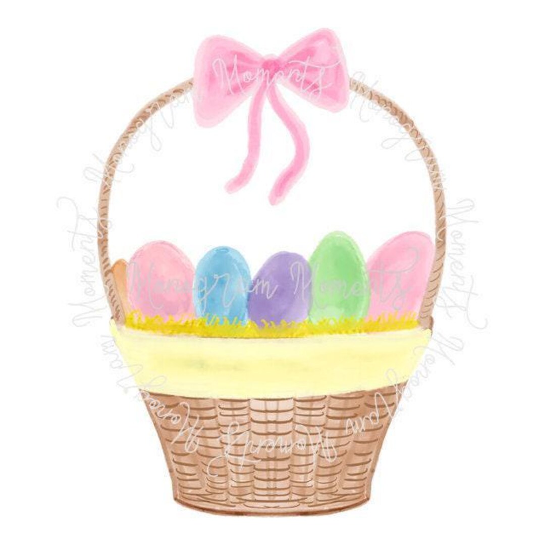 Watercolor Easter PNG - Girls Easter Basket Eggs Clipart for Digital ...
