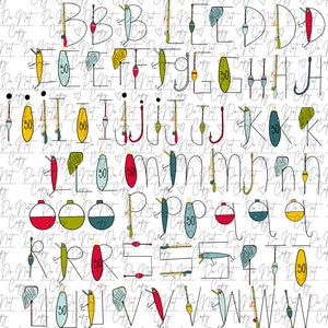 Digital Alpha Fishing Alphabet Clipart for Digital Download ...