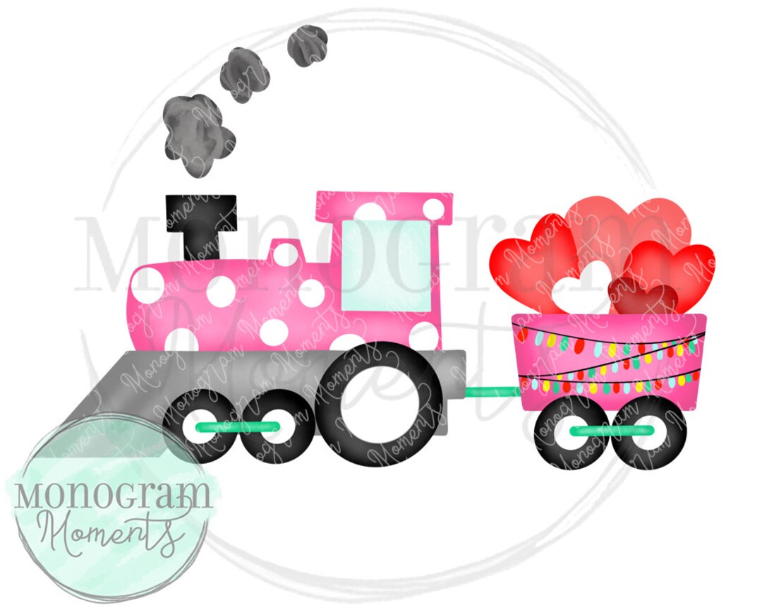 Watercolor Christmas PNG Girl's Valentine's Day Train Clipart for ...