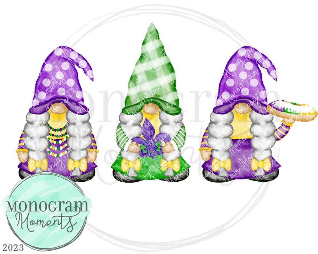Watercolor Mardi Gras Gnome Png/girls Mardi Gras Gnome Design/gnome ...
