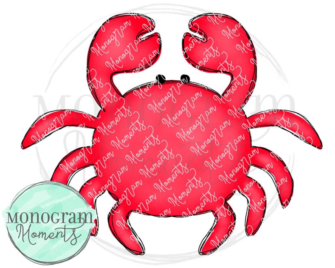 Watercolor Summer PNG Red Crab Clipart for Digital Download ...