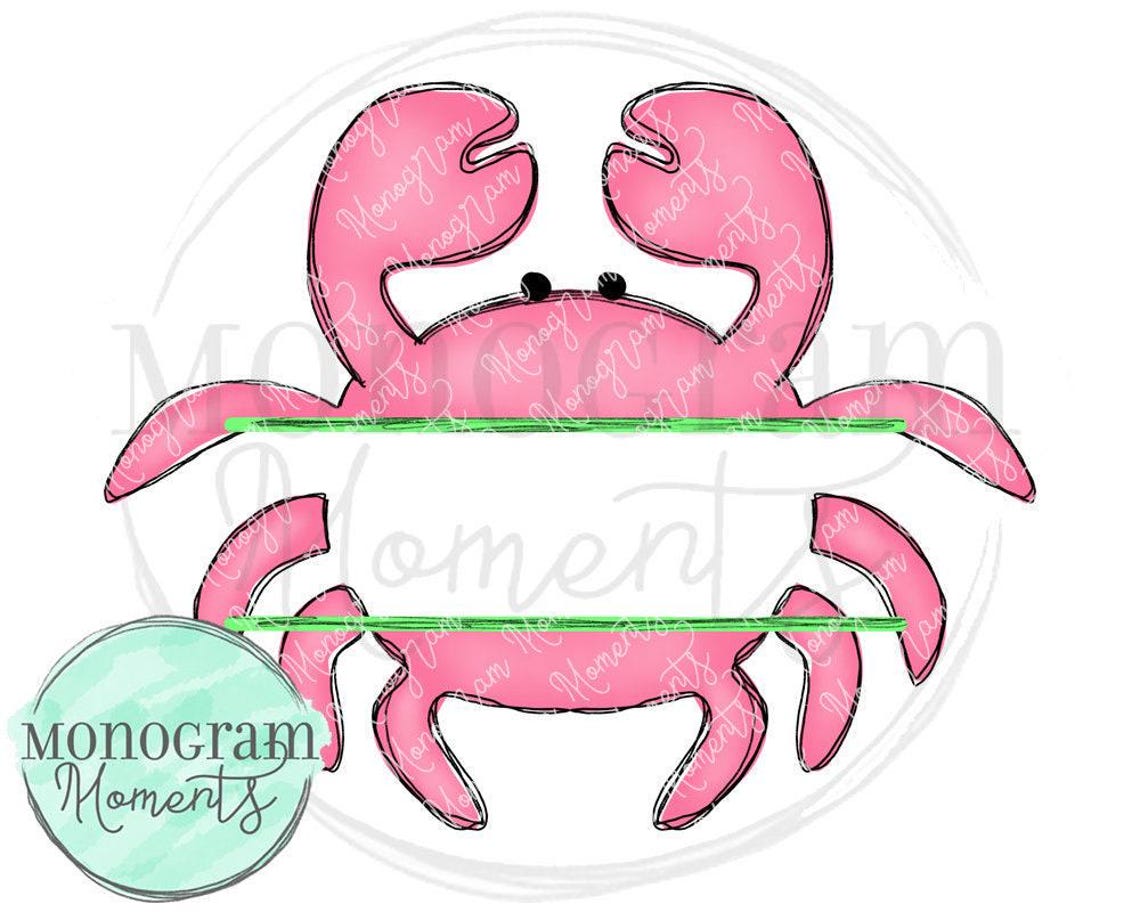 Watercolor Summer PNG - Pink Crab Monogram Clipart for Digital Download ...