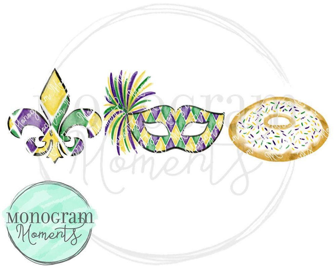 Watercolor Mardi Gras PNG - Girl's Mardi Gras Trio Clipart for Digital ...
