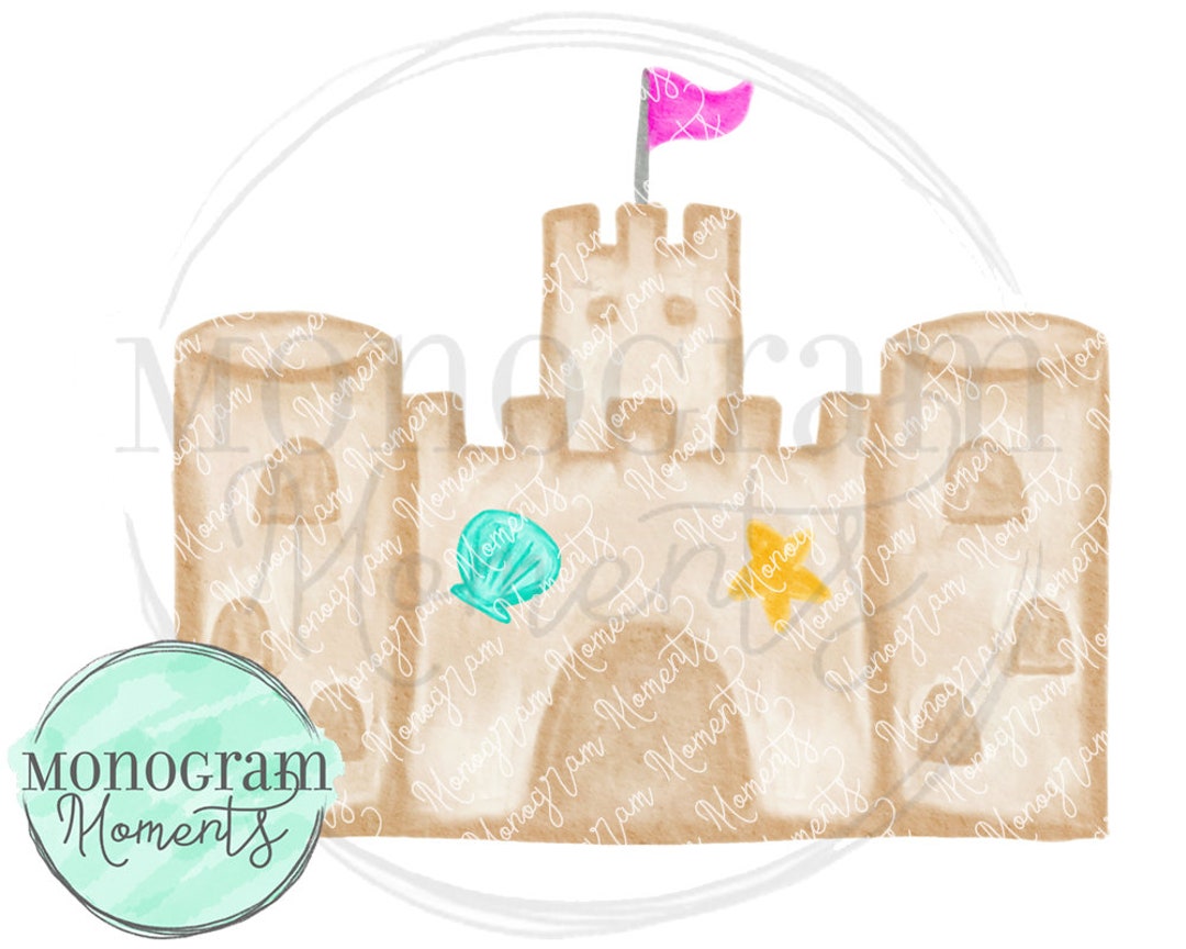 Watercolor Summer PNG Girl's Beach Sandcastle Clipart for Digital ...