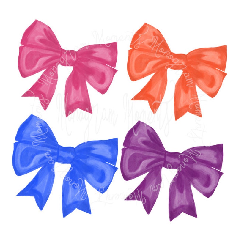 Watercolor Bows PNG Watercolor Girls Bows Clipart for | Etsy
