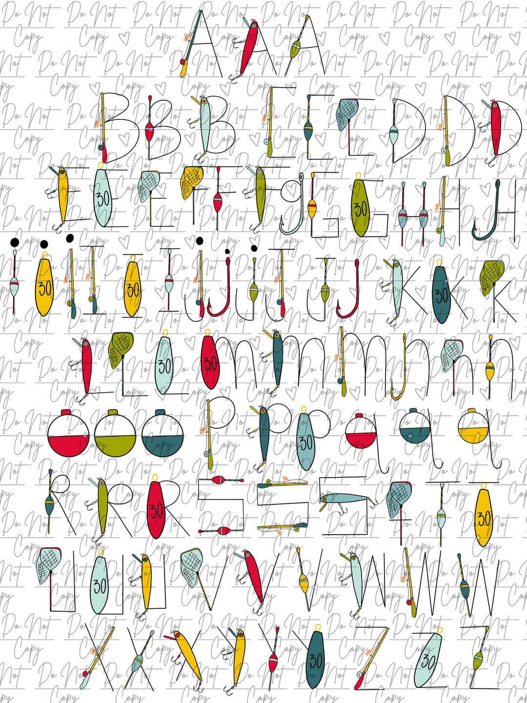 Digital Alpha - Fishing Alphabet Clipart for Digital Download ...