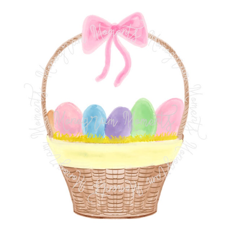 Watercolor Easter PNG Girls Easter Basket Eggs Clipart for - Etsy