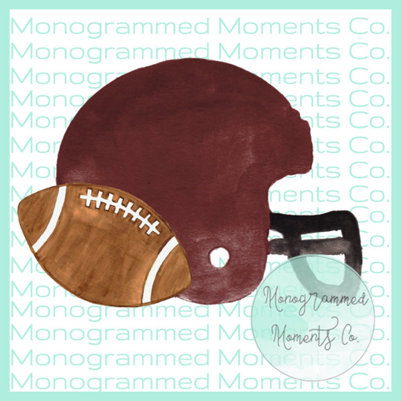 Maroon Football Helmet Watercolor Clipart PNG Digital - Etsy
