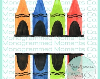 Crayons Back to School Watercolor Clipart - PNG - Digital Download ...