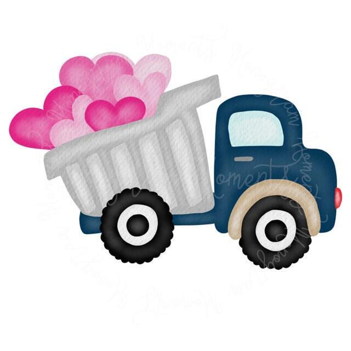 Watercolor Valentine's Day PNG - Boys Dump Truck Clipart for Digital ...