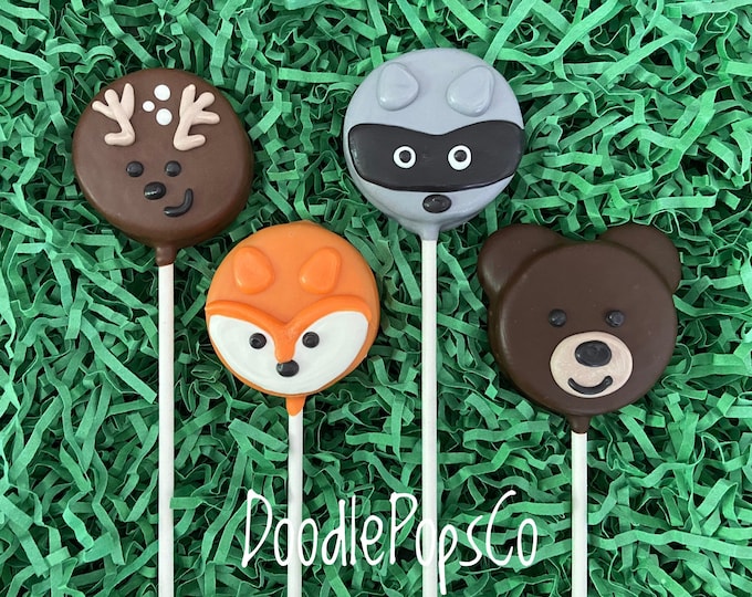Woodland Animals Oreo Cookie Pops / Forest Animals Party Favor / Baby ...