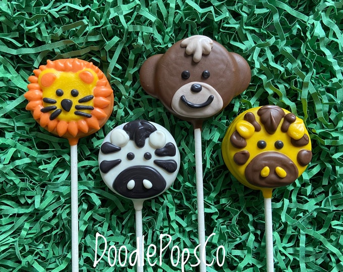 Zoo Animal Oreo Cookie Pops / Safari Party Favor / Chocolate Covered ...