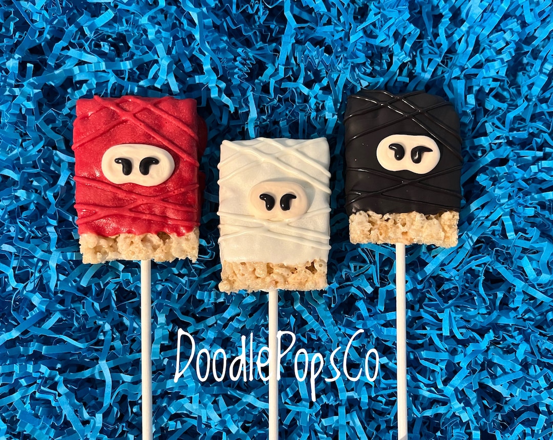 Ninja Rice Krispy Pops / Birthday Party Favor / Chocolate Covered Rice ...