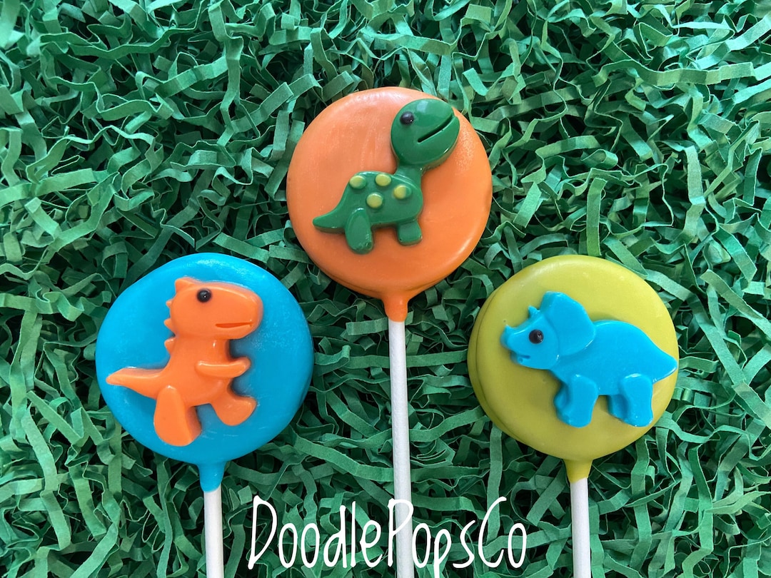 Dinosaur Oreo Cookie Pop / Dinosaur Birthday Party Favor / Chocolate ...
