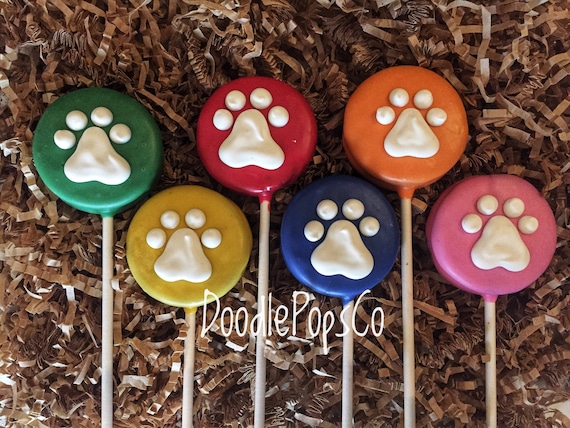 Paw Print Oreo Cookie Pops / Puppy Birthday Party Favor / | Etsy