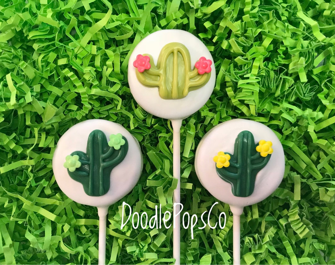 Cactus Oreo Cookie Pop / Cacti Party Favor / Chocolate Covered Oreo ...
