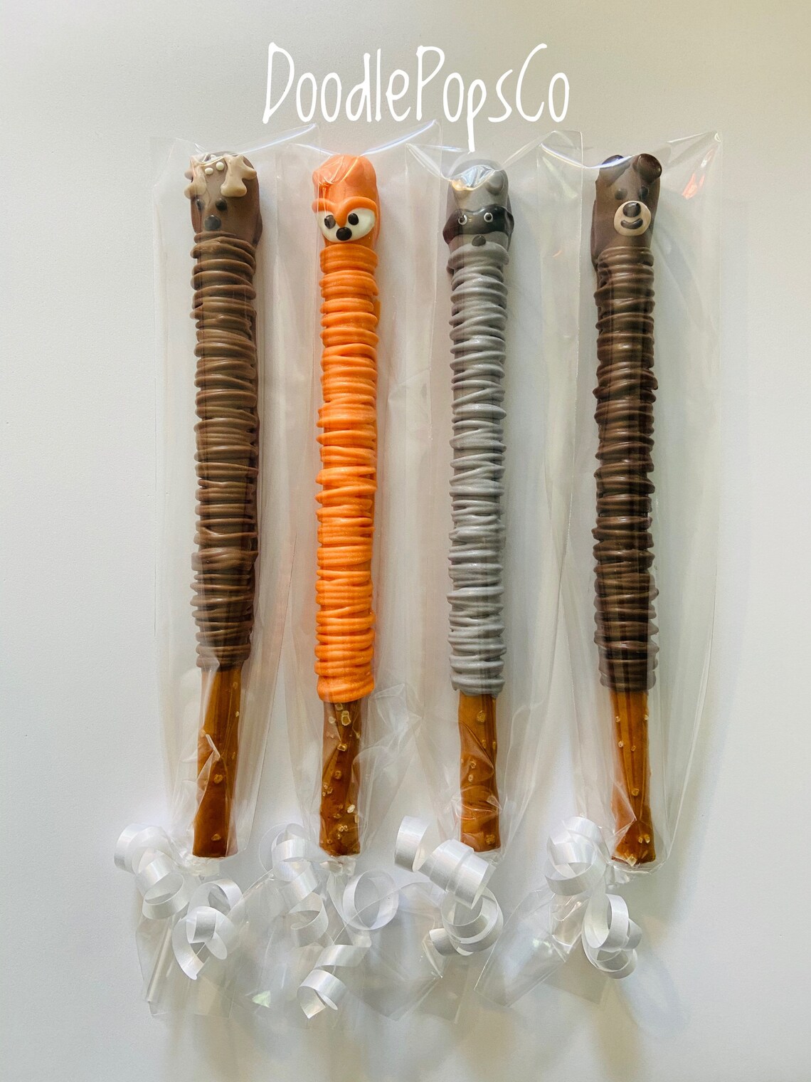 Woodland Animals Pretzel Rods / Forest Animal Party / Baby Shower Favor ...