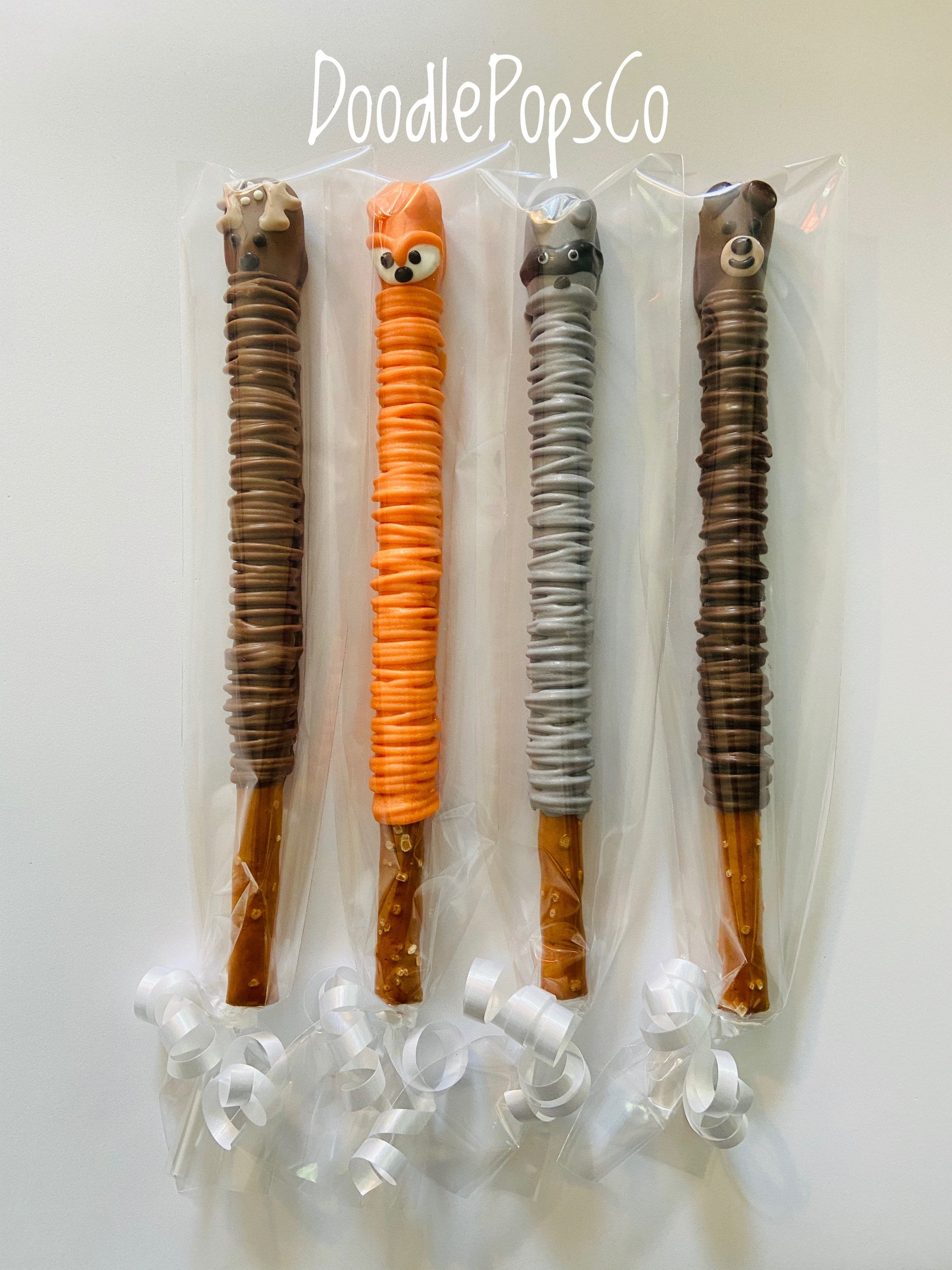 Woodland Animals Pretzel Rods / Forest Animal Party / Baby Shower Favor ...