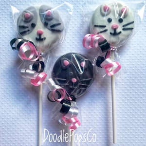 Cat Oreo Cookie Pops / Cat Birthday Party Favor / Chocolate Covered ...