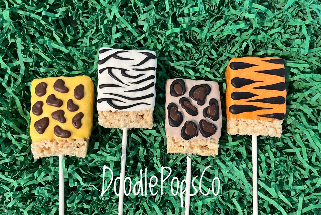 Animal Print Rice Krispy Pops / Safari Cookie / Chocolate Covered Rice ...