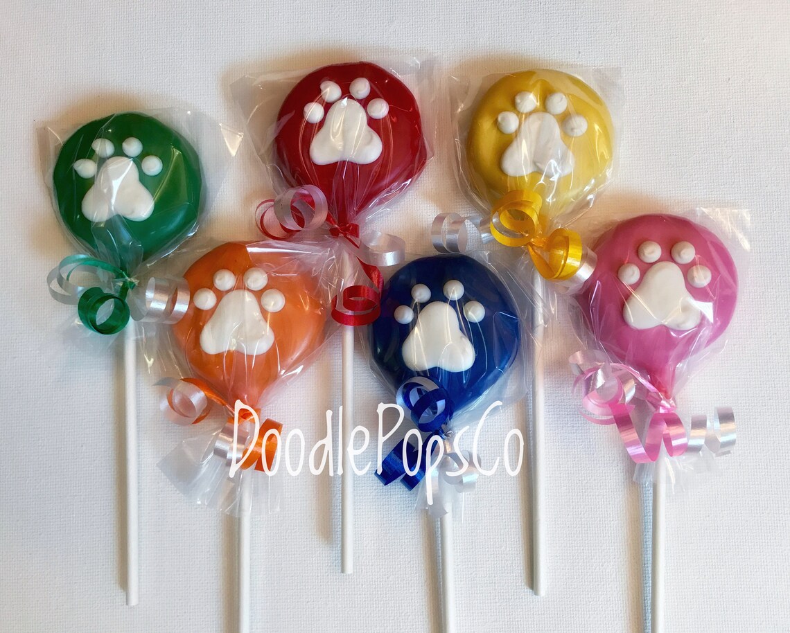 Paw Print Oreo Cookie Pops / Puppy Birthday Party Favor / | Etsy