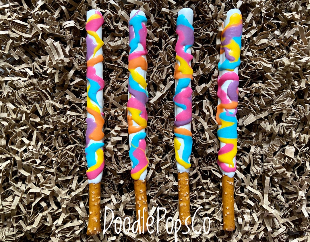 Hippie Tie Dye Pretzel Rods / Chocolate Covered Pretzels / Birthday ...