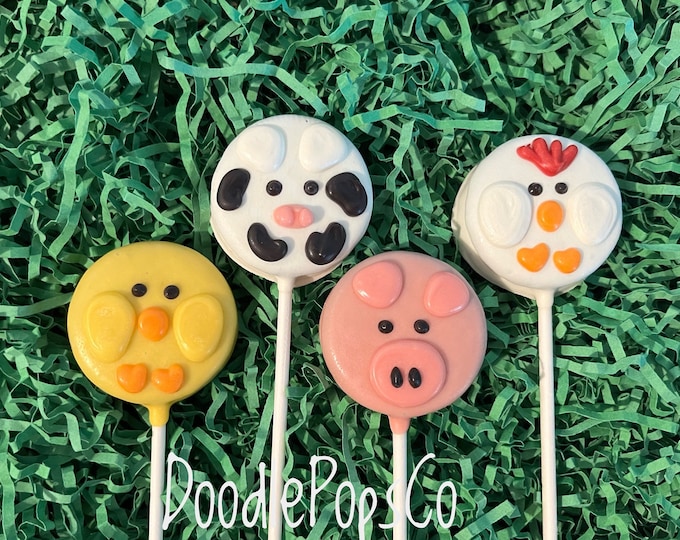 Farm Animal Oreo Cookie Pops / Barnyard Buddies / Birthday Party Favor ...
